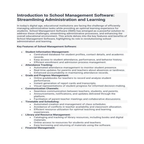 Introduction to School Management Software: Streamlining Administration ...