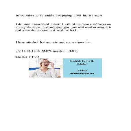 Introduction to Scientific Computing LIVE inclass examI the ti | DOCX