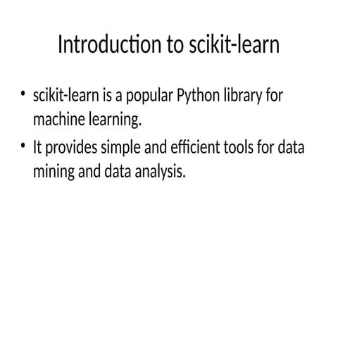 Introduction to scikit learn - machine learning | PPTX