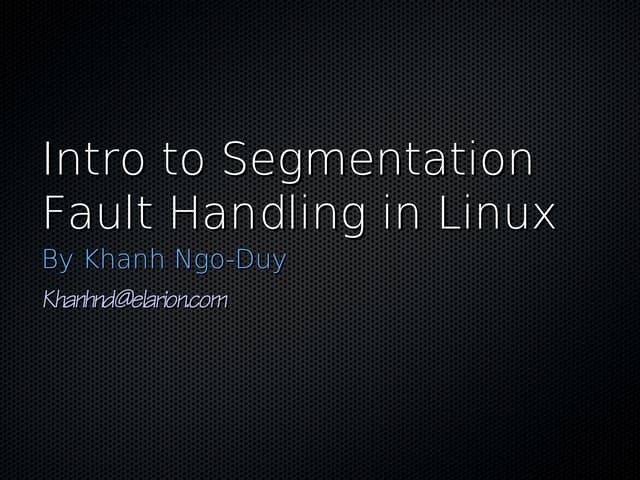 Introduction To Segmentation Fault Handling Pdf Operating Systems