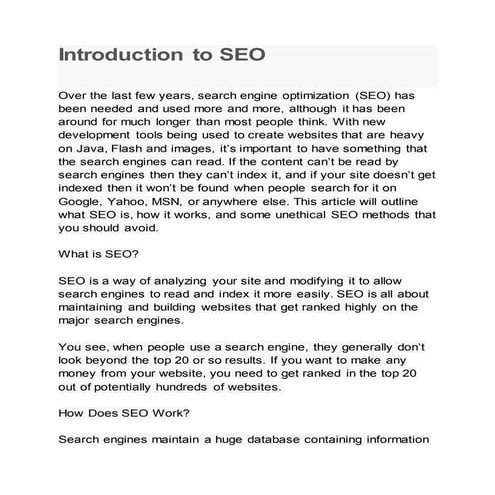 Introduction to seo | PDF
