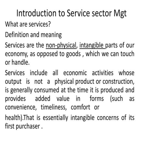 Introduction to service sector mgt | PPTX