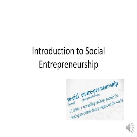 Introduction to social entrepreneurship | PPT