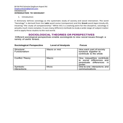 Introduction to sociology | DOCX