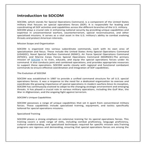 Introduction to SOCOM | PDF