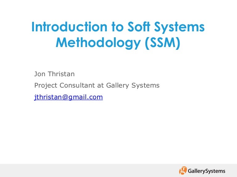 Introduction To Soft Systems Methodology Workshop