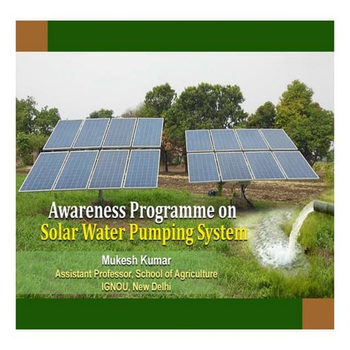 Introduction to solar water pumping | PDF