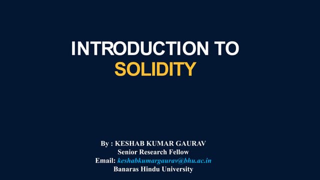 Solidity Programming Language For Beginners Ppt