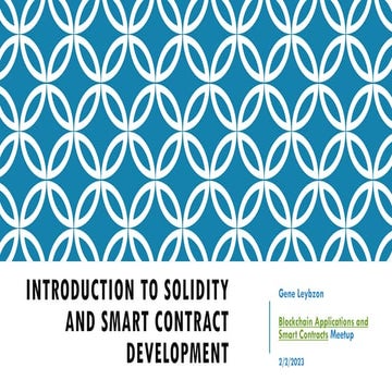 Introduction To Solidity And Smart Contract Development 9pptx Programming Languages Computing