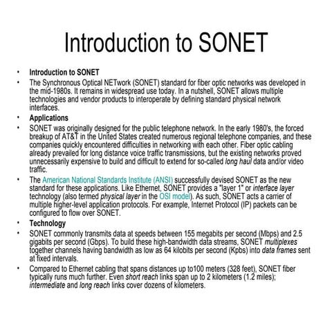 Introduction To Sonet | PPT