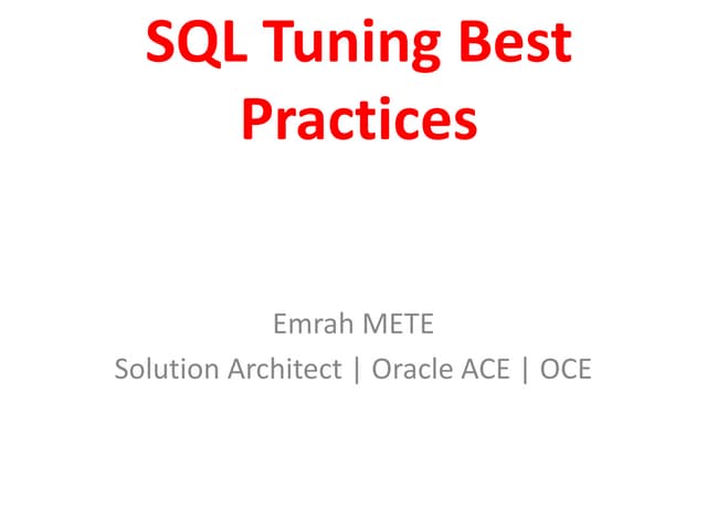 Introduction To Sql Tuning Ppt 0965