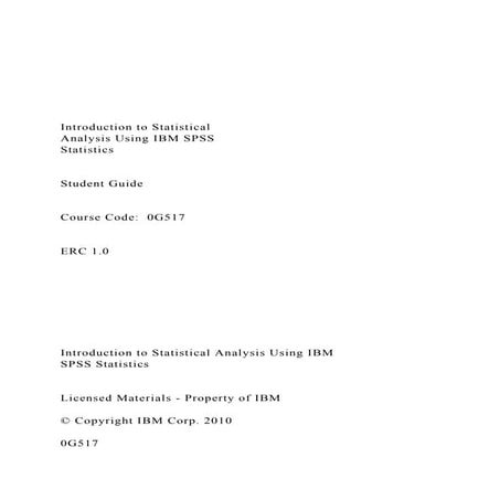 Introduction To Statistical Analysis Using Ibm Spss Docx 7963