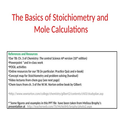 Introduction to Stoichiometry and Molecalculations.ppt