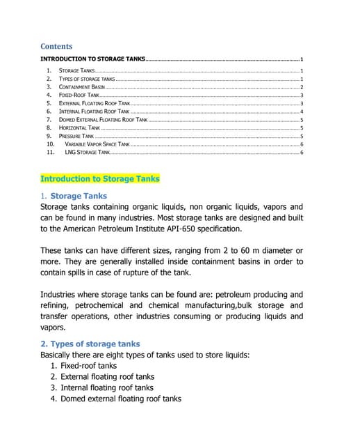 Table for separation distances and containment requirements for tanks ...