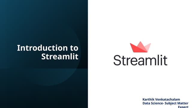 Introduction to Streamlit Web Application | PPT Introduction to Streamlit Web Application | PPT