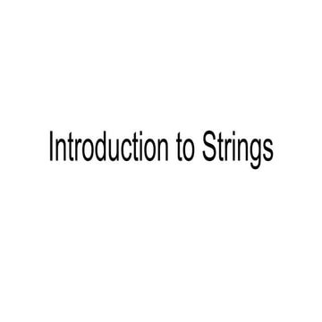 Introduction to Strings, String Handling Functions | PPTX