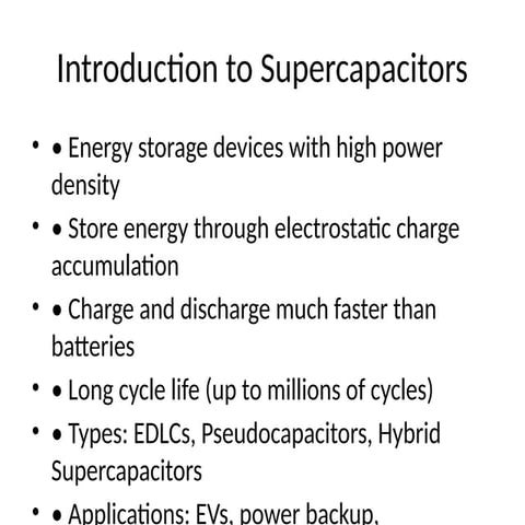 Introduction to Supercapacitors engineering | PPTX
