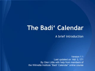 Fire, Air, Water and Earth in the Badi' (Bahá'i) Calendar | PPT