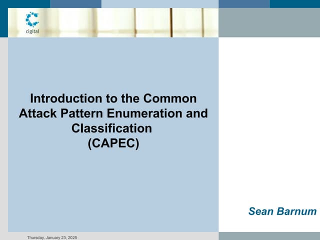 Introductiontothecommonattackpatternenumerationand