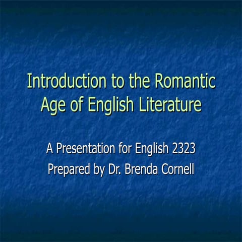 Introductiontothe romanticageofenglishliterature | PPT