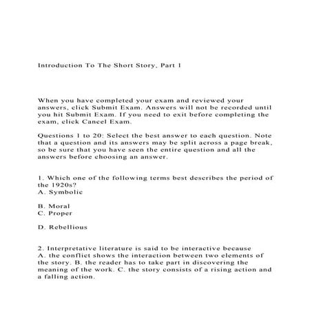 Introduction To The Short Story, Part 1When you ha.docx