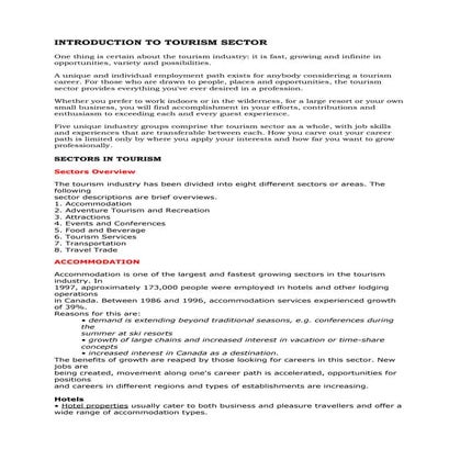 Introduction to tourism sector | PDF