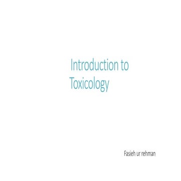 Introduction to toxicology | PPT