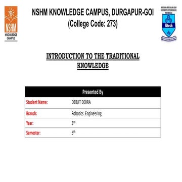 Traditional knowledge definition, scope and importance, Protection, characteristics, nature and ...