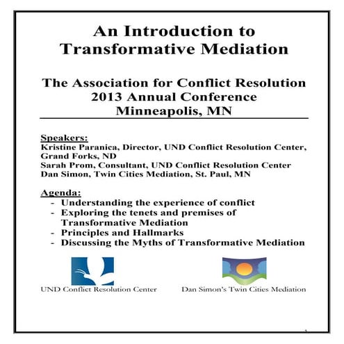 Introduction to transformative mediation | PDF
