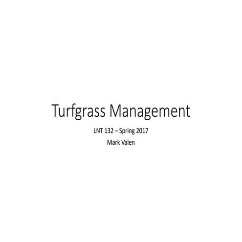 Introduction to Turfgrass Management | PDF
