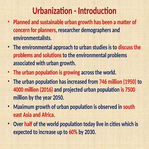 introduction to urbanization and issues .pptx | Science