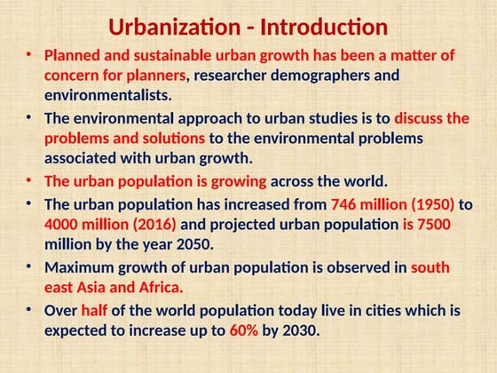 Urbanization concept and problems in the world | PPT