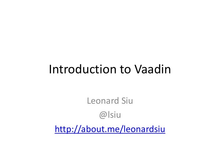 Introduction To Vaadin 7021
