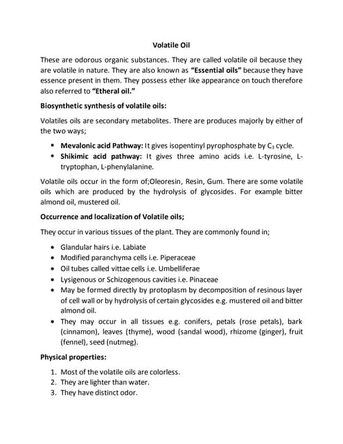 Volatile Oils | PPT