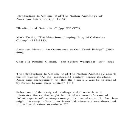Introduction to Volume C of The Norton Anthology of American Literat | DOCX