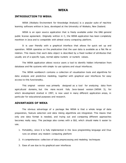 Weka | PPTX | Computing | Technology & Computing