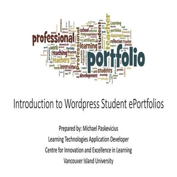 Introduction to Wordpress Student ePortfolios | PPT