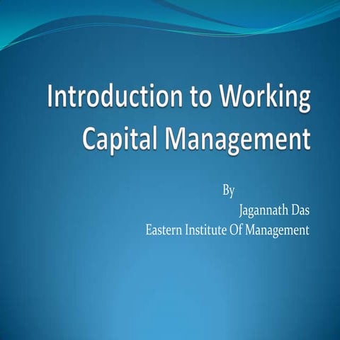 Introduction to working capital management | PPTX