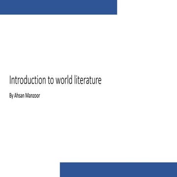 Introduction to world literature. | PPTX
