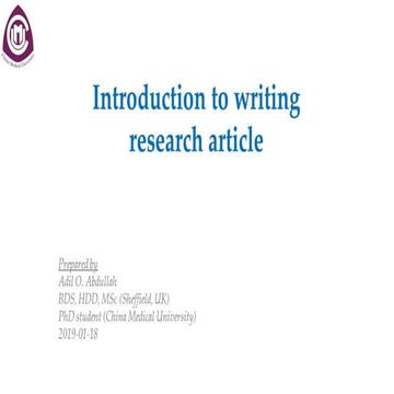 Introduction to writing academic article by dr Adil Abdullah | PPT