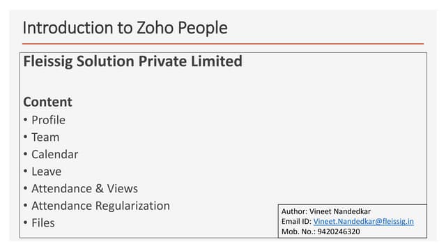Introduction To Zoho People Pptx