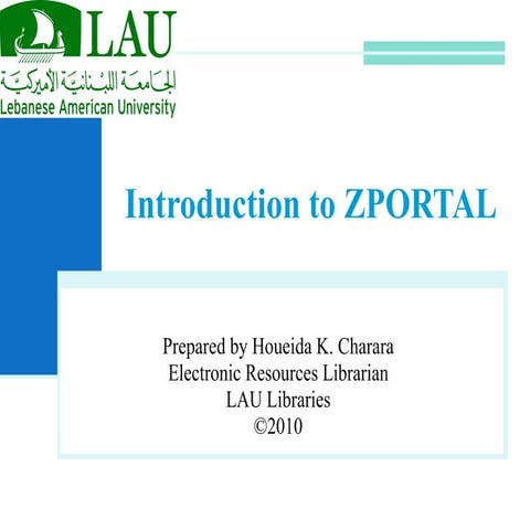 Introduction to ZPortal | PPT