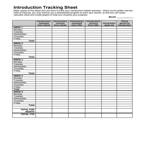 Introduction Tracking Sheet | PDF