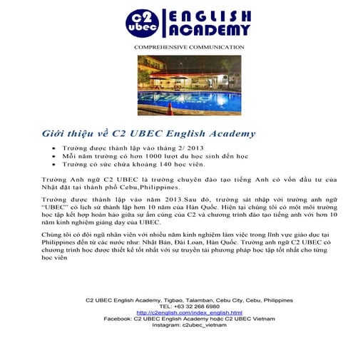 Giới thiệu về C2 UBEC English Academy | PDF