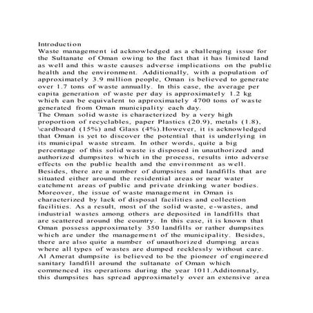 Introduction waste management id acknowledged as a challenging is ...