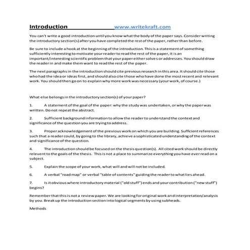 How To Write An Introduction For A Paper | PDF