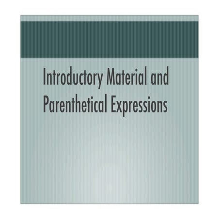 Introductory Material Keynote | PDF