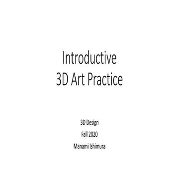 Introductory 3 D art project | PPTX