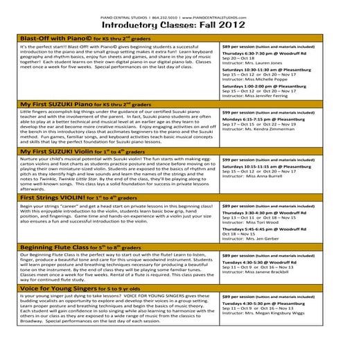 PCS Introductory Classes - Fall 2012 | PDF