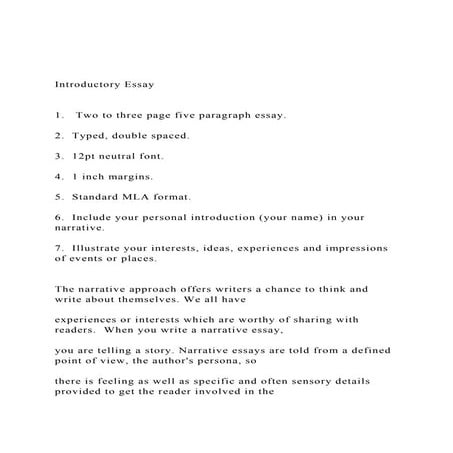 Introductory Essay 1. Two to three page five paragrap.docx